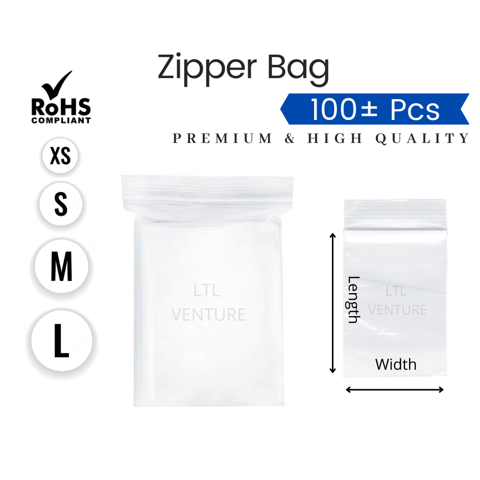 Small&Medium Zipper Bag LDPE Ziplock Flat Clear Plastic Transparent 1 ...