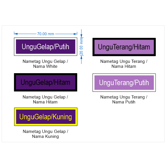 Purple Name tag, Multiple Thread Color, Tanda Nama Tanah Ungu, Tulisan ...