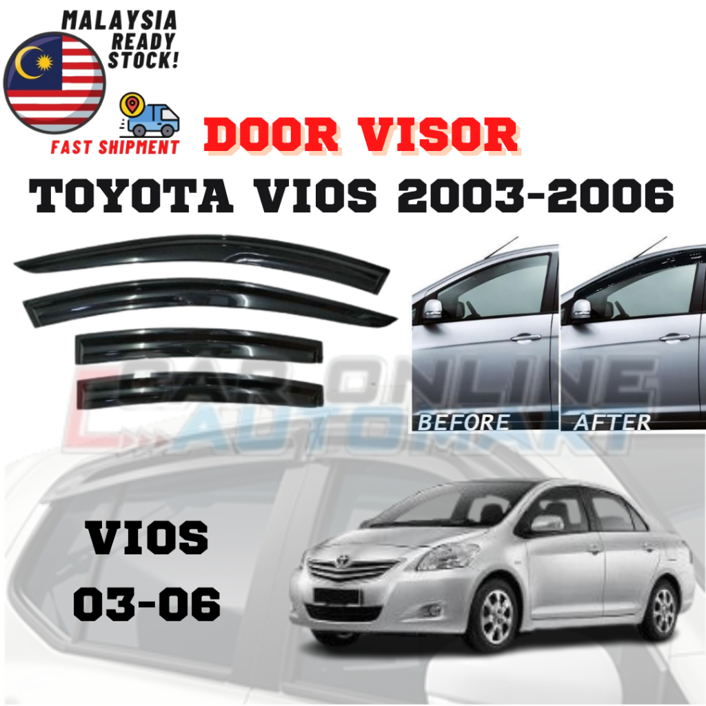 FOR ~ TOYOTA VIOS 2003-2006 DOOR VISOR MUGEN 门遮阳板 (4 PCS) | Shopee Malaysia