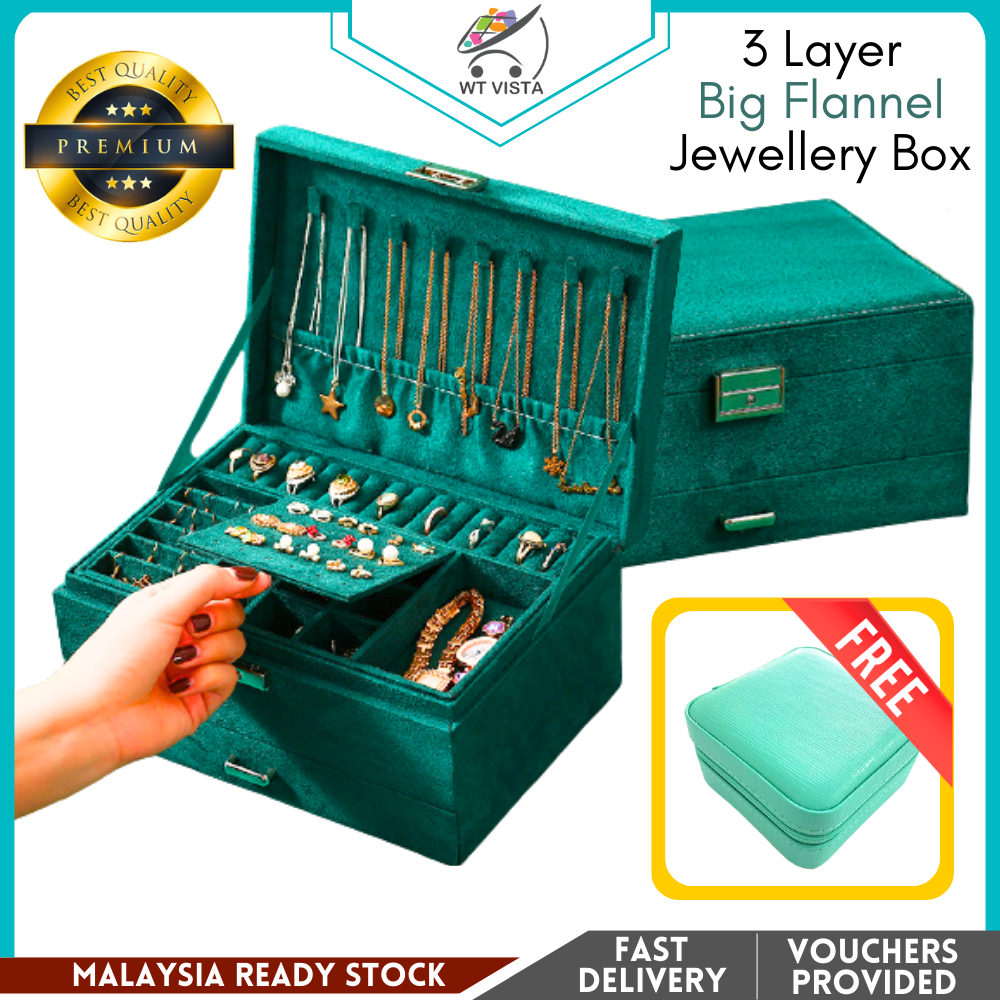 Kotak Barang Kemas Cincin Subang Rantai Gelang Emas Jewellery Box 3 ...