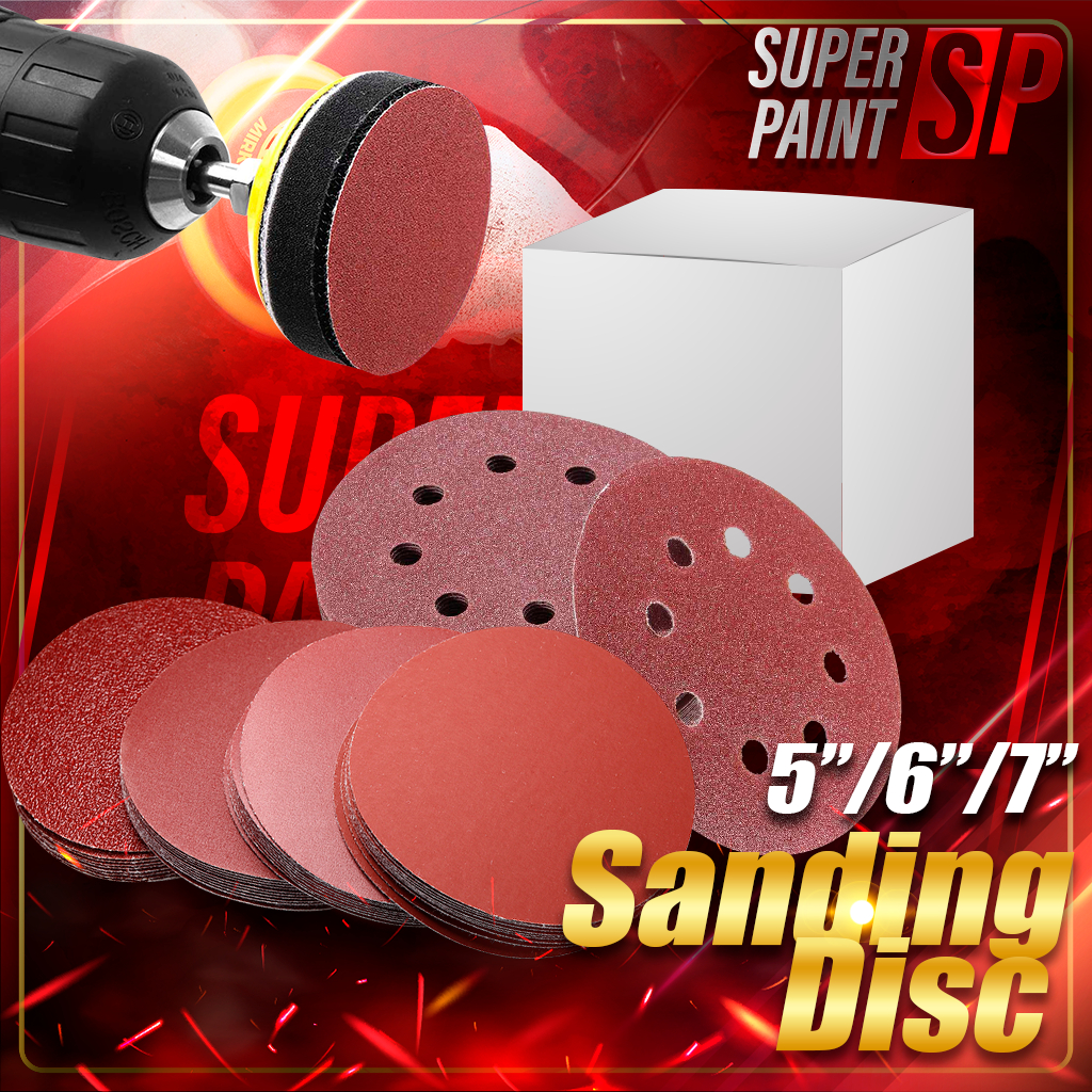 [ Kertas Pasir Bulat 100pcs ] 5/6/7 Inch Red Abrasive Sanding Disc ...