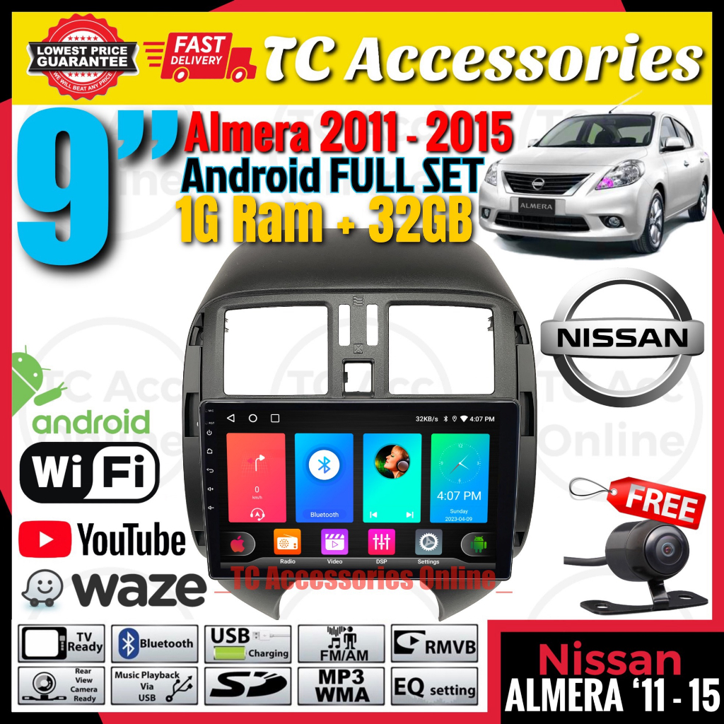 (Nissan Almera 2011-2015) 9" Android 2-DIN Car Player IPS Screen 2GB ...