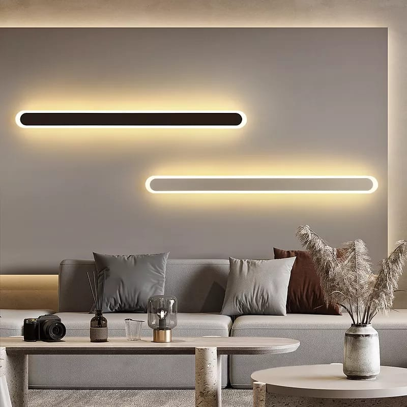 Modern Line Long Wall Light with 3 color (Black OR White lamp body ...