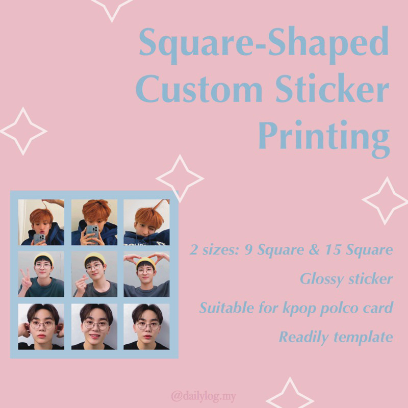 [DAILYLOG] Custom Square Shape Sticker/Kpop Idol Frame Sticker Printing ...
