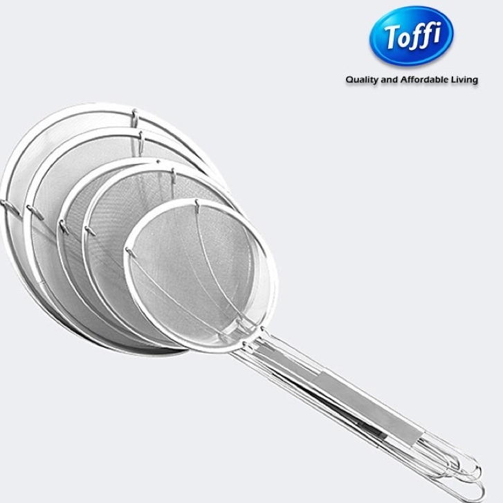Toffi Stainless Steel Strainer Shallow Mesh Sieve Skimmer Oil Flour ...
