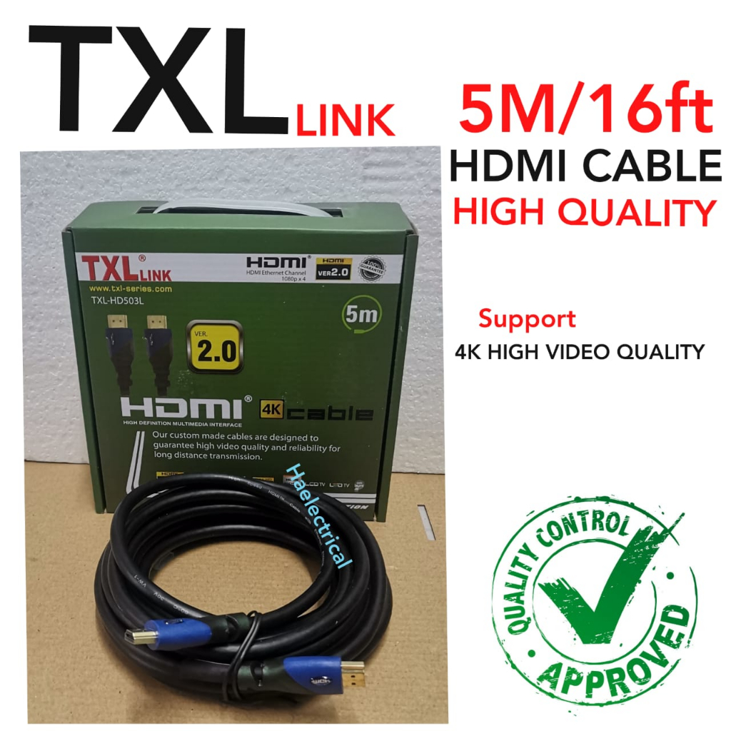 HDMI CABLE (TXL) High Quality 4k cable (5M/16ft) | Shopee Malaysia