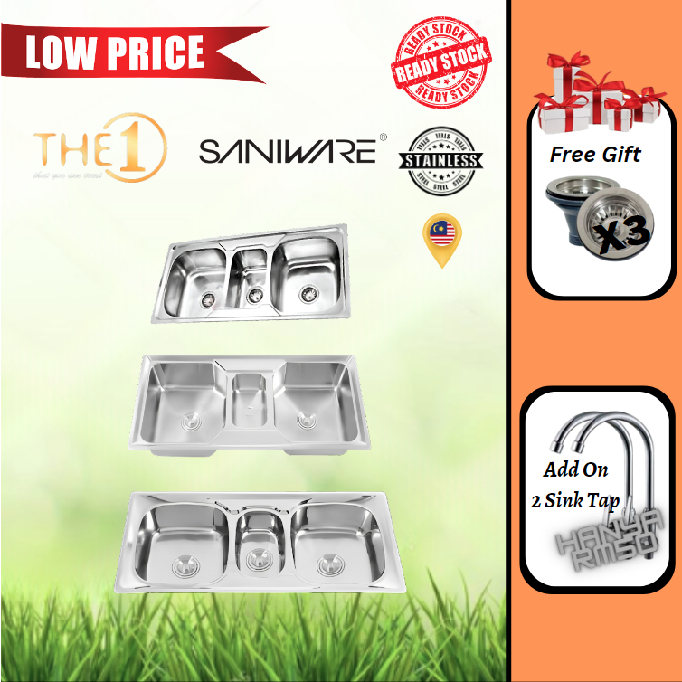 [ LOW PRICE ] / [ The One ]Top Mounted Stainless Steel Triple Bowl ...