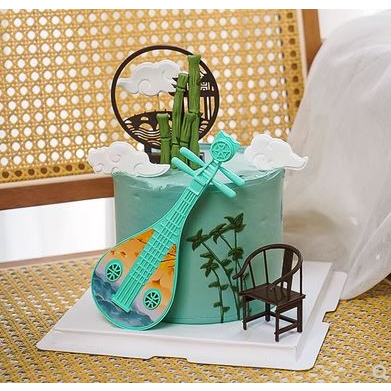 【𝐑𝐞𝐚𝐝𝐲 𝐒𝐭𝐨𝐜𝐤】Emperor King Queen Lute Cake Topper 皇上皇后父皇母后大人吉祥祥云塑料琵琶摆件生日 ...