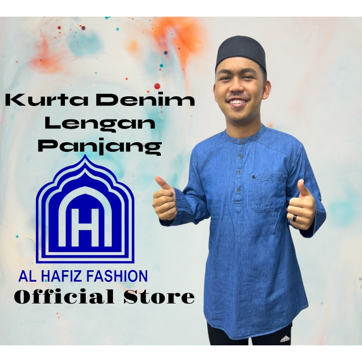 Kurta Denim Lengan Panjang (Bulat+Collar)Kain Denim 100% | Shopee Malaysia