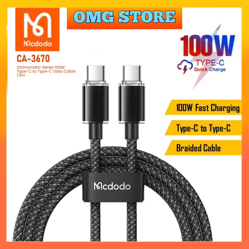 MCDODO CA-3670 100W TYPE-C TO TYPE-C PD DATA CABLE SUPER FAST CHARGING ...