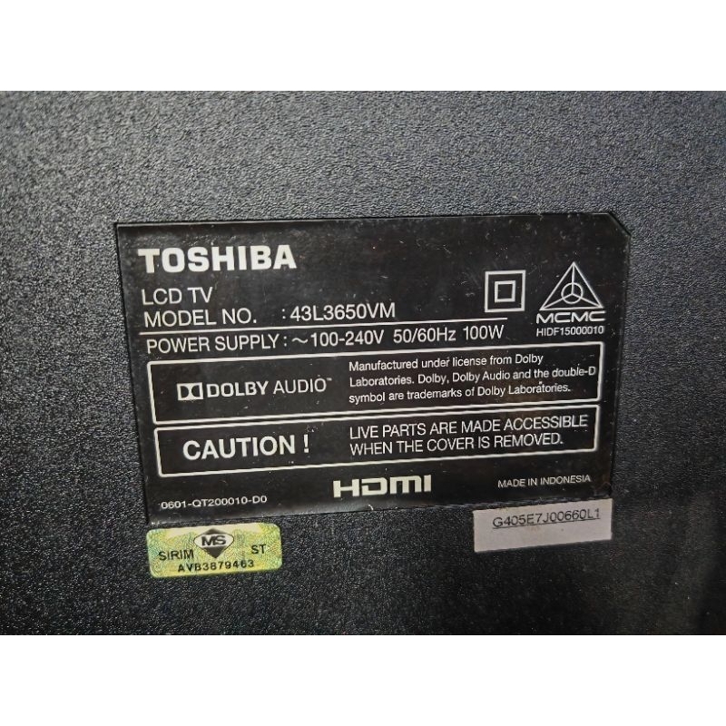TOSHIBA 43L3650VM AIO BOARD | Shopee Malaysia