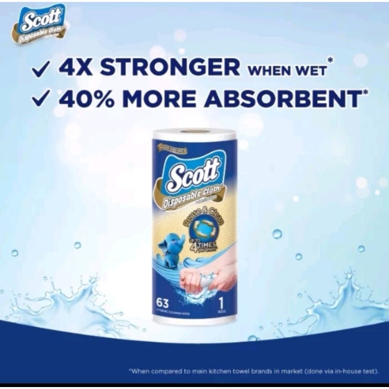 Scott Disposable Cloth-Like Wipes (63's x 1 Packs) | Shopee Malaysia