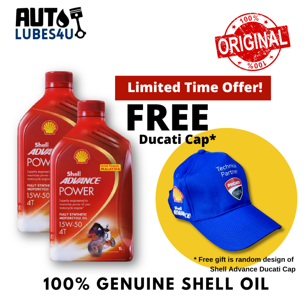 [2 Bottles] Shell Advance Power 15W50 1L Fully Synthetic (FOC 1 Shell ...