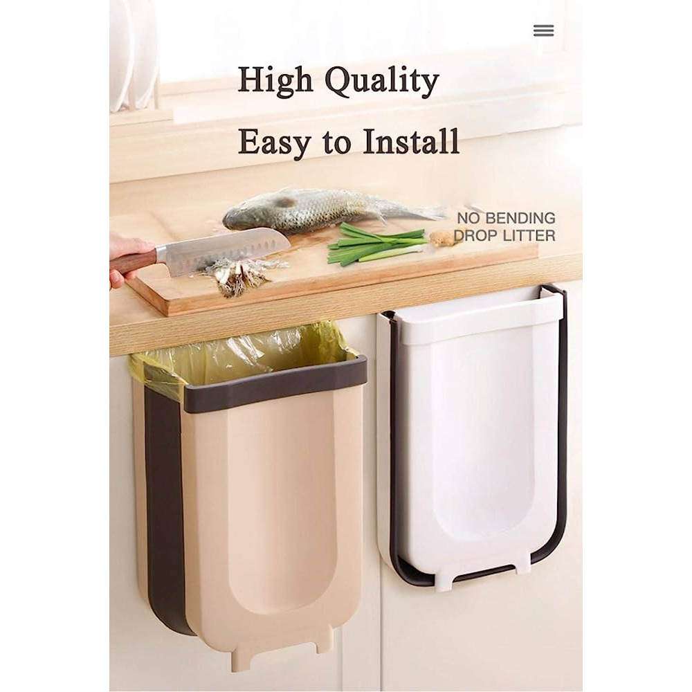 Foldable Dustbin Folding Waste Bin Kitchen Cabinet Door Hanging Trash ...