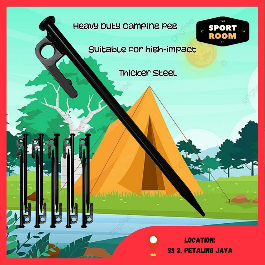 Heavy Duty Steel Tent Stakes Tarp Peg Solid Stakes Footprint Camping ...