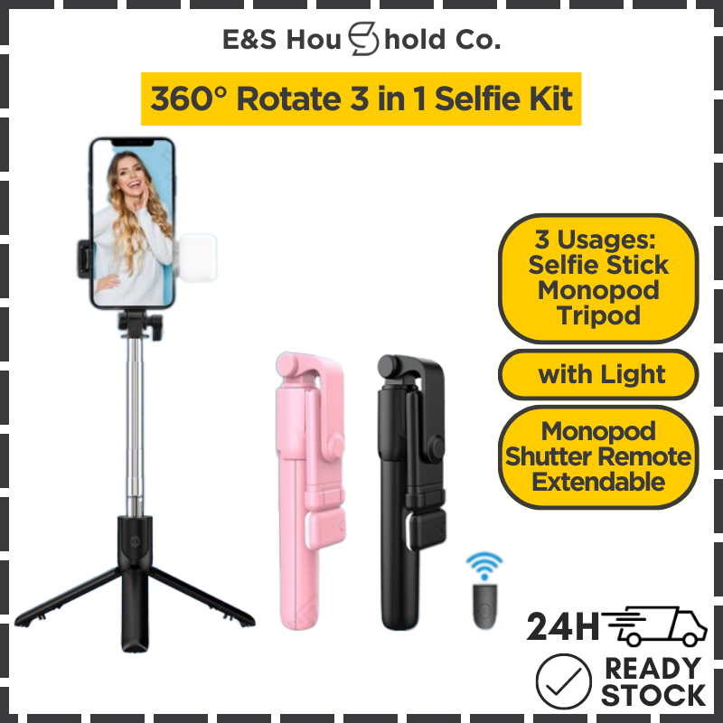 [bluetooth Selfie Stick] 360° Rotate 3 In 1 Bluetooth Tripod For All