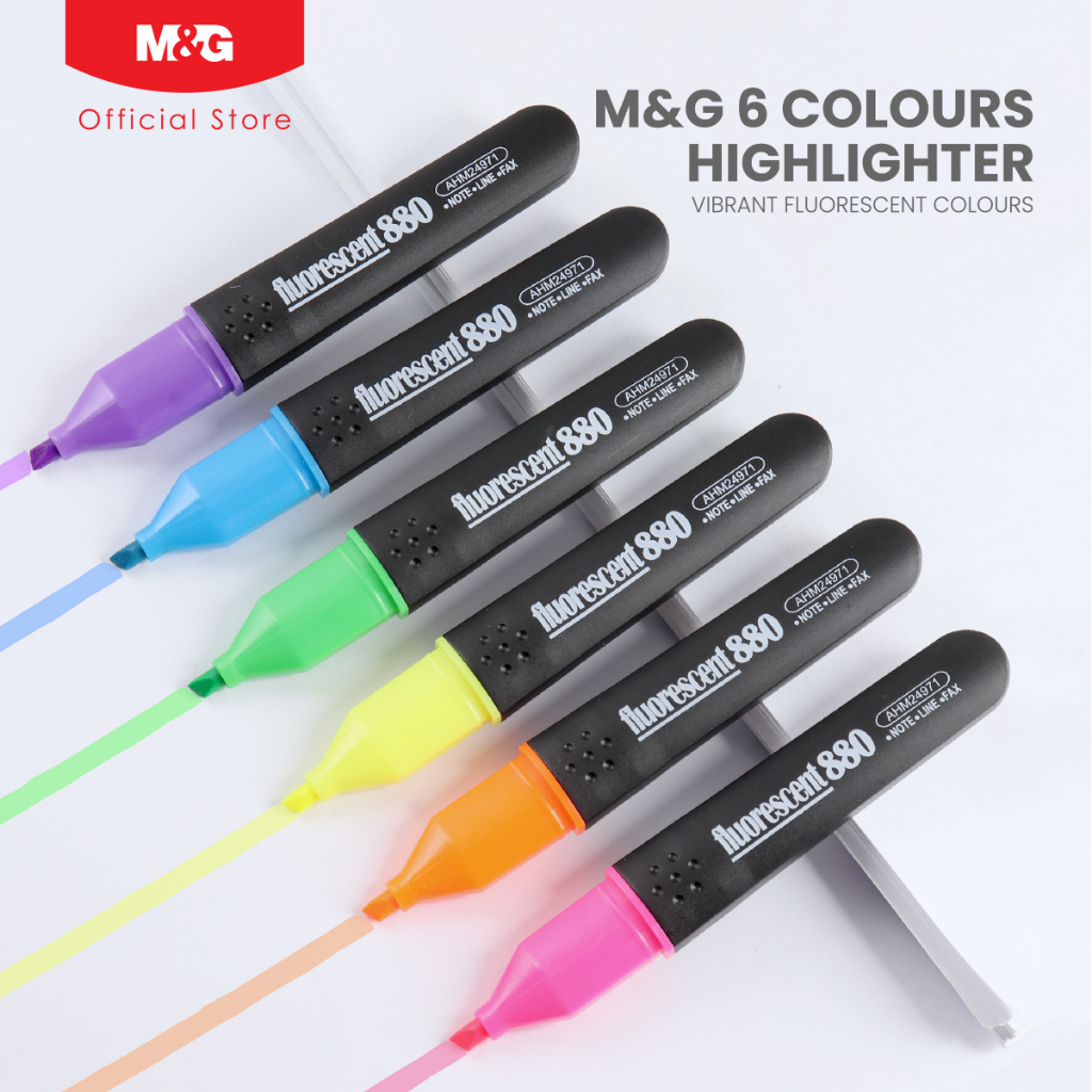 M&G Fluorescent 880 Highlighter - 6 Vibrant Fluorescent Colors, Smooth ...