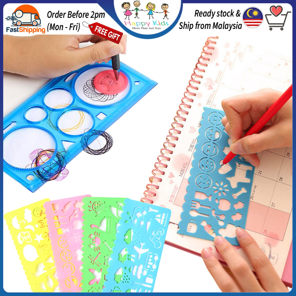 [Happy Kids] 4PCS Creative Painting Drawing Template Rulers Art ...
