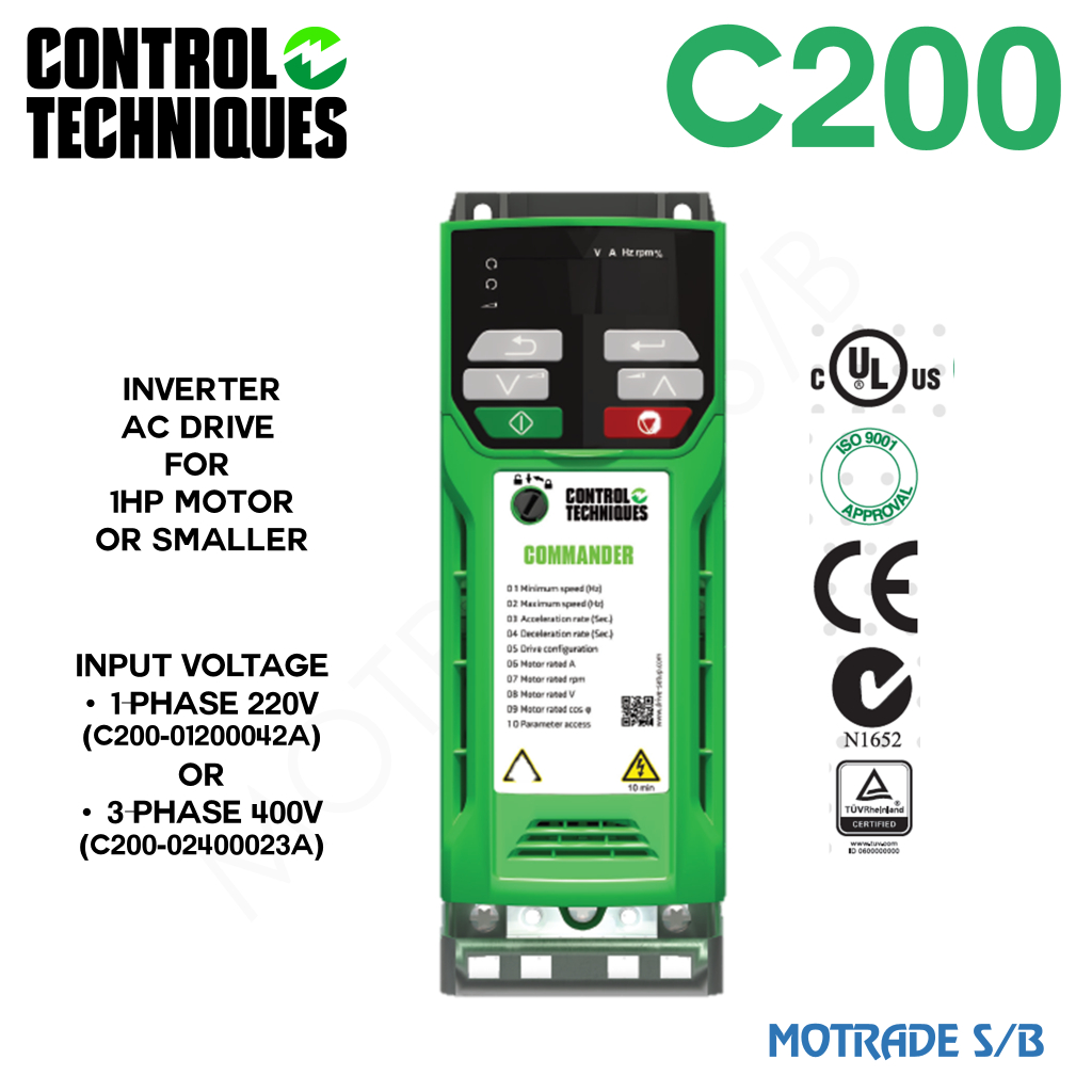 [EXSTOCK] NIDEC Control Techniques C200 0.75kW/1HP VSD VFD INVERTER AC ...