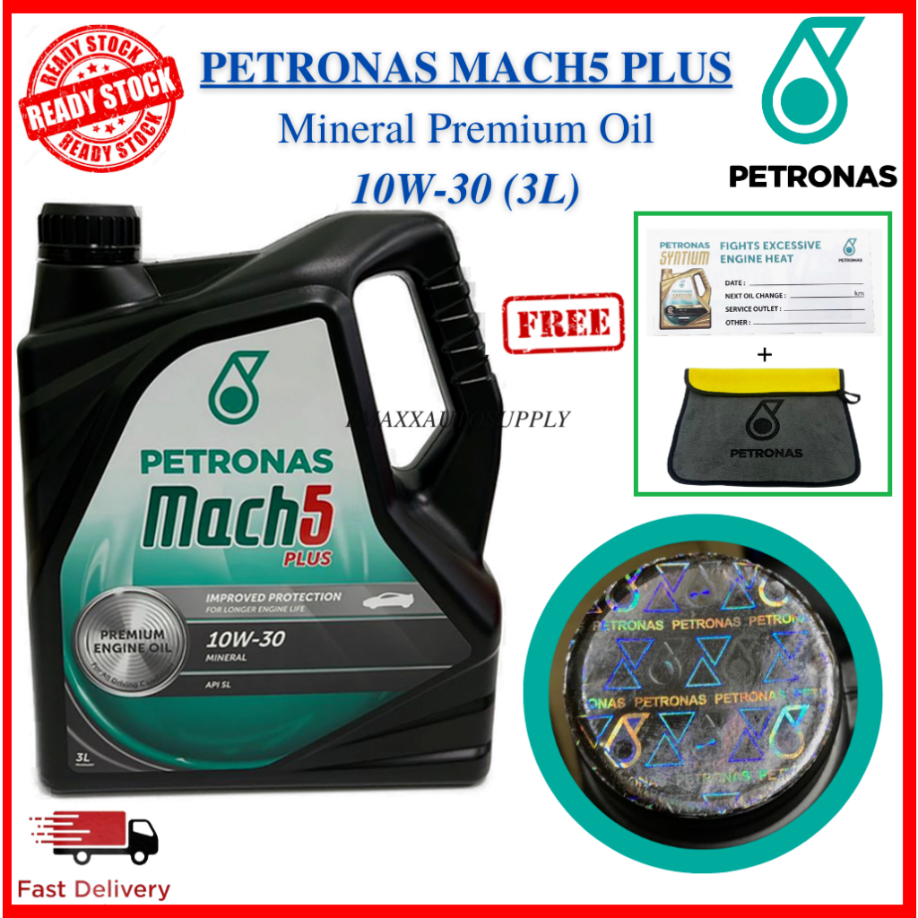100% original Petronas Mach 5 PLUS 10W-30 10W30 SN/CF Engine Oil 3L ...