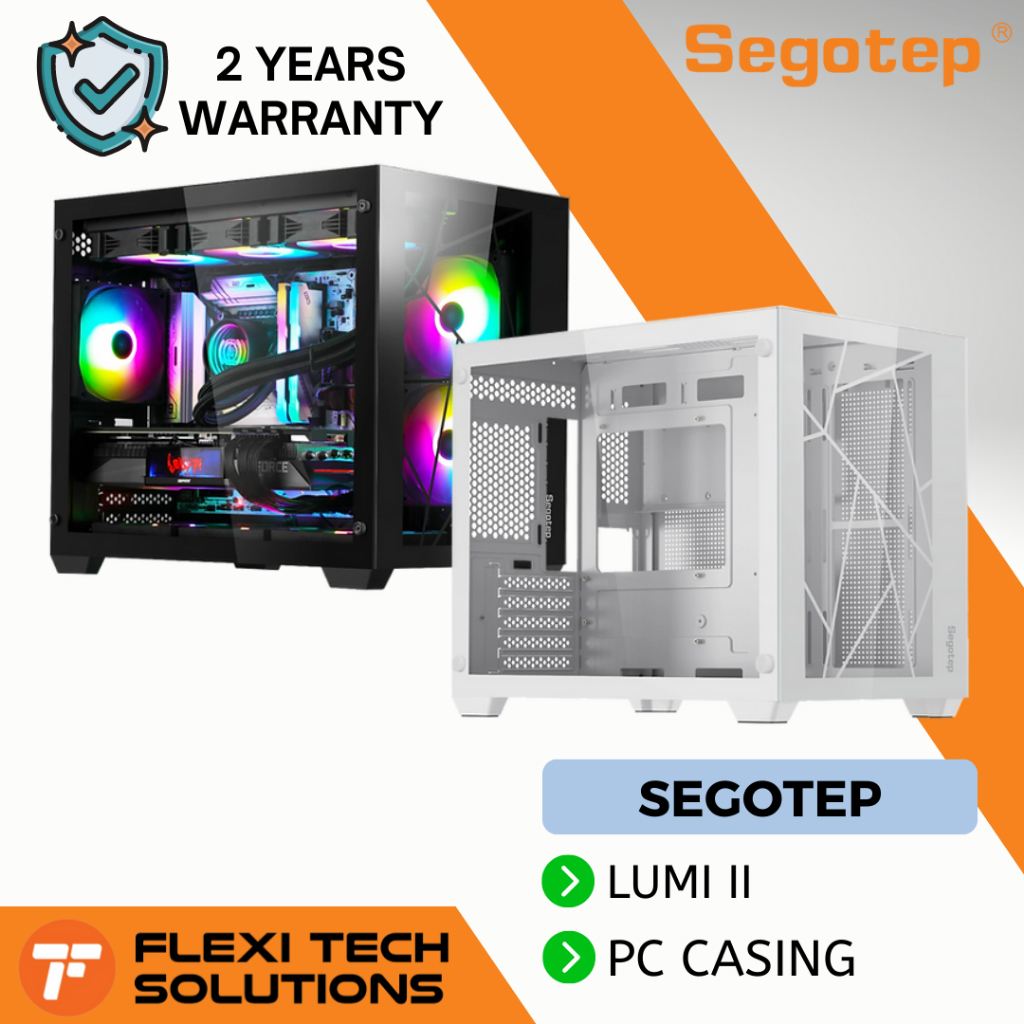 Flexi Tech SEGOTEP LUMI II M-ATX TOWER CASE Come with 3pcs RGB 120mm ...
