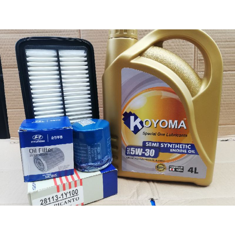 KIA PICANTO 1.1, NAZA SURIA OIL FILTER + AIR FILTER + KOYOMA 5W30 SEMI ...