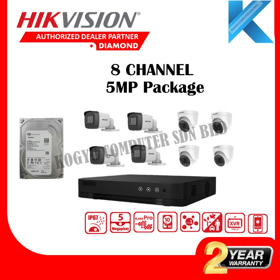 HIKVISION CCTV SET 8 CHANNEL 5MP FULL HD 1920P iDS-7208HUHI-M1/S / DS-2CE16H0T-ITF / DS-2CE76H0T ...