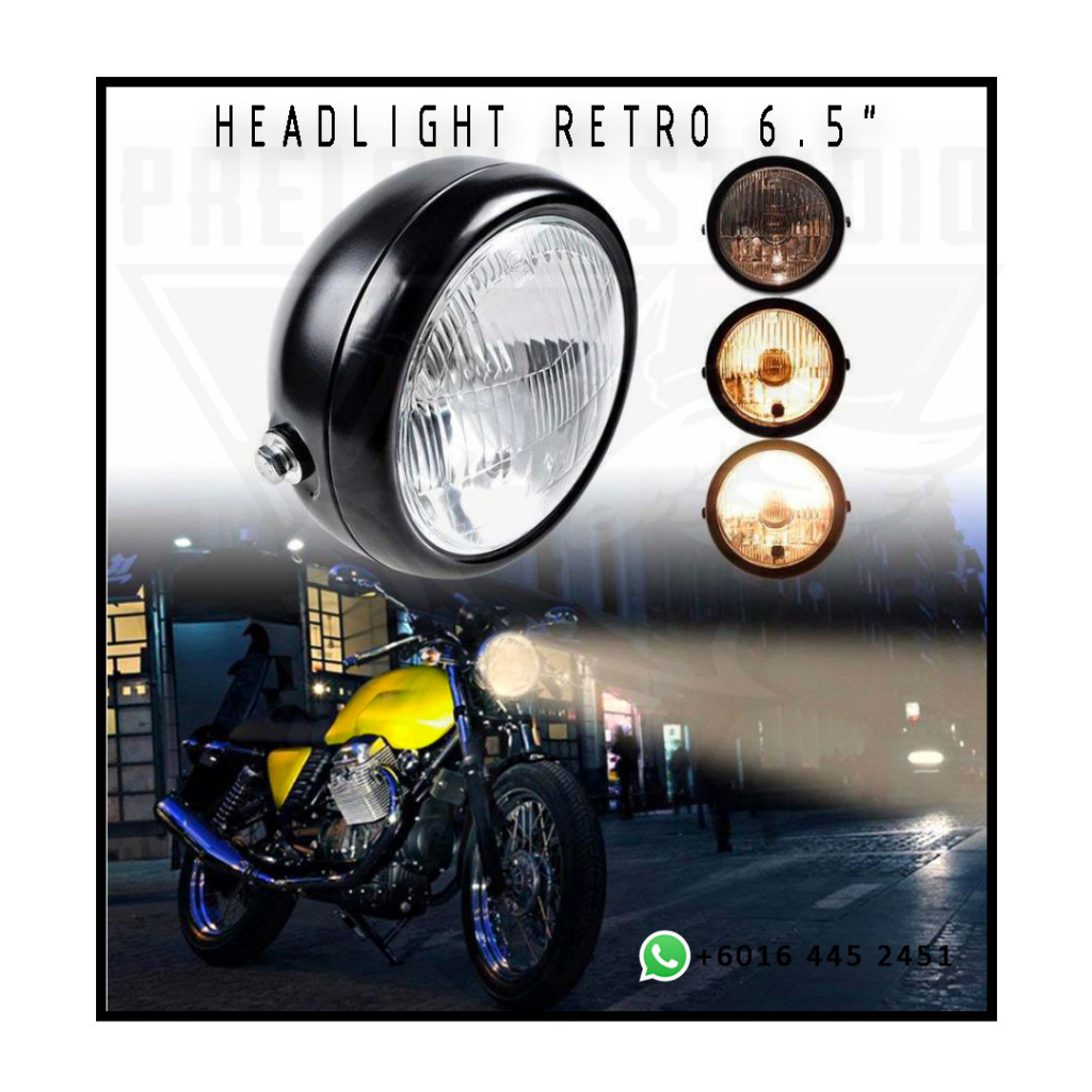 ( READY STOCK ) HEADLIGHT RETRO 6.5" CG125 HEADLIGHT HEADLAMP LAMPU ...