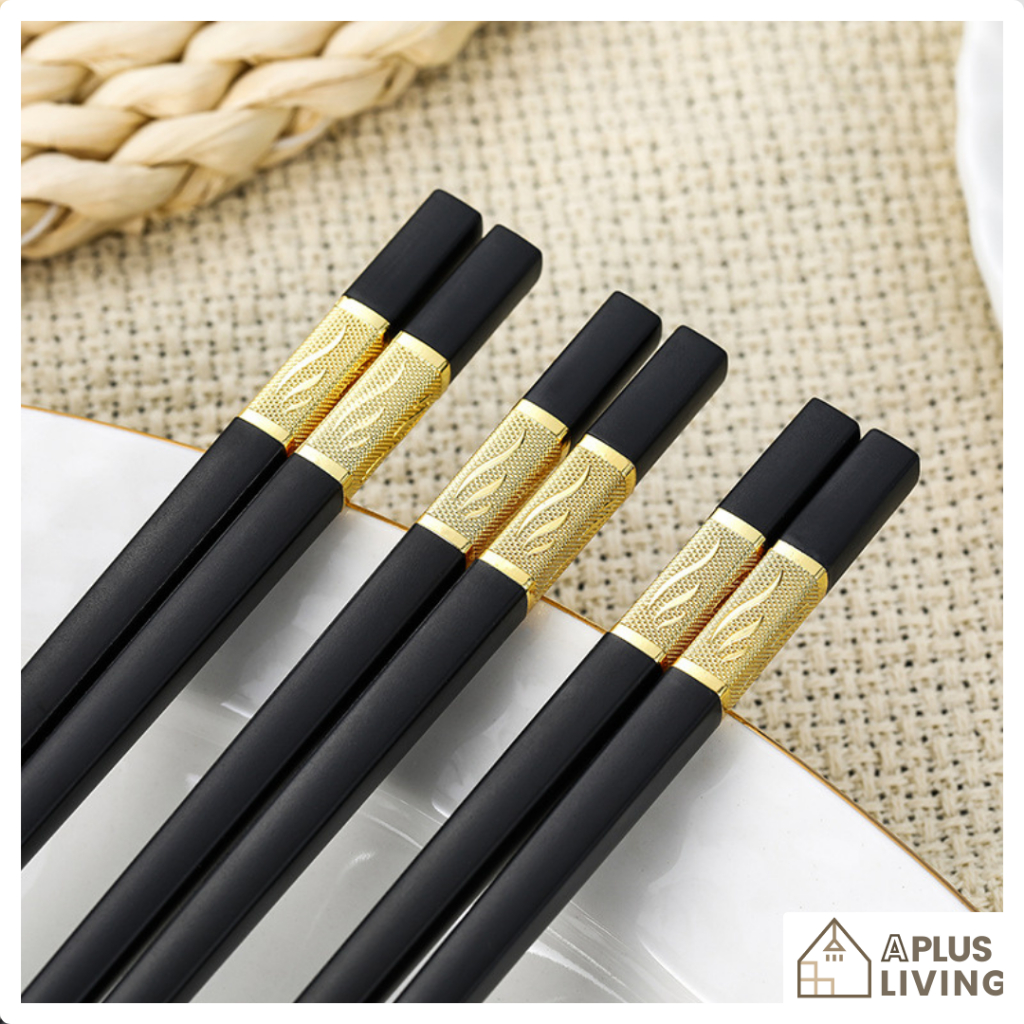 Classic Series Alloy Chopsticks Non-Slip Gold Color Label Chopsticks ...