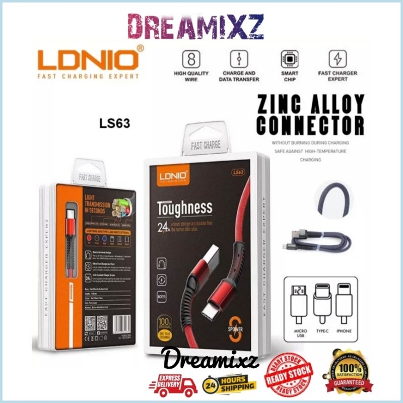 LDNIO LS63 1M Fast Charge Toughness Data Cable For All Model Micro/Type ...