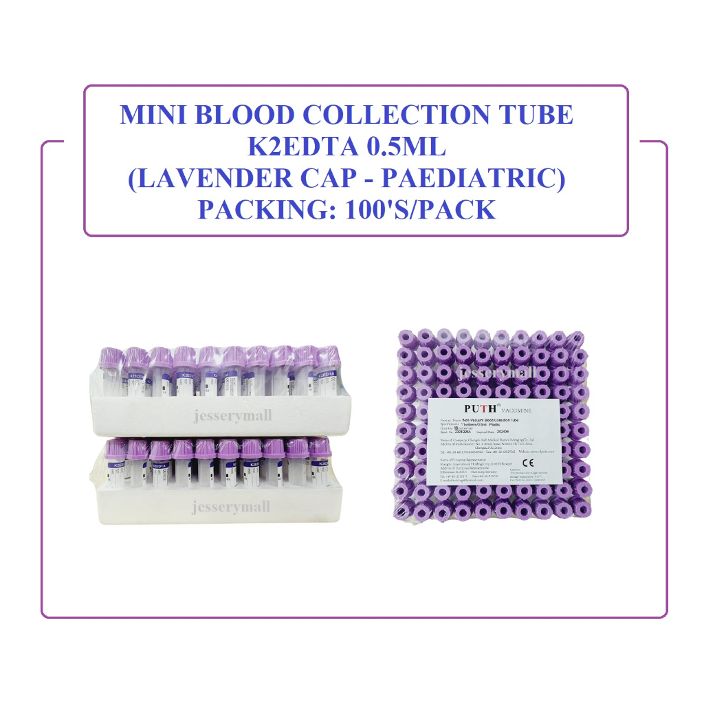 MINI K2EDTA 0.5ML (NON-VACUUM BLOOD COLLECTION TUBE) - LAVENDER CAP ...