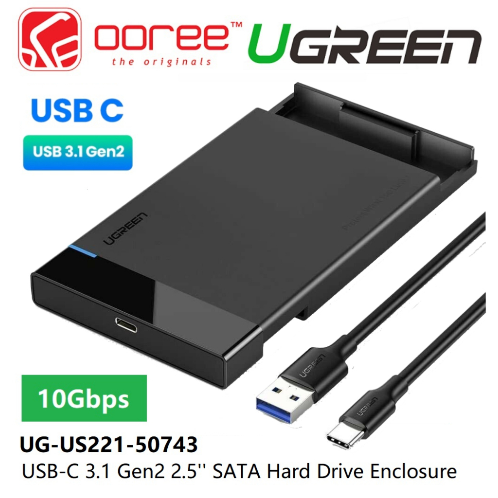 UGREEN US221 Hard Drive Enclosure 2.5 Inch SATA to USB 3.0 Type C Case ...