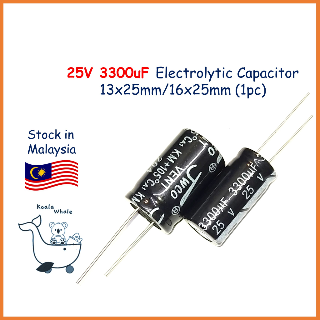 25V 3300uF Electrolytic Capacitor Kapasitor Elco 13x25mm 16x25mm (1pc ...