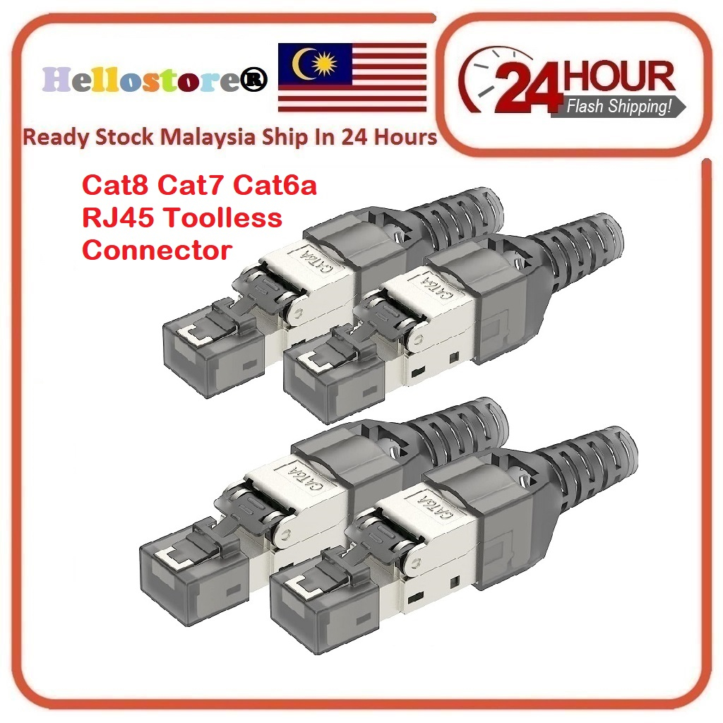 Cat6A/Cat7/Cat8 RJ45 Connector Tool-Free Toolless RJ45 Termination Plug ...