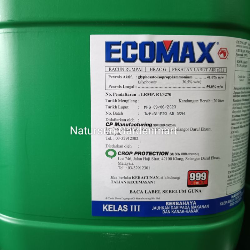 (Rumput) 20L Ecomax/Cp/Ken-up/Hi Phosate/Glitz/Challenge/Typhoon/Racun ...