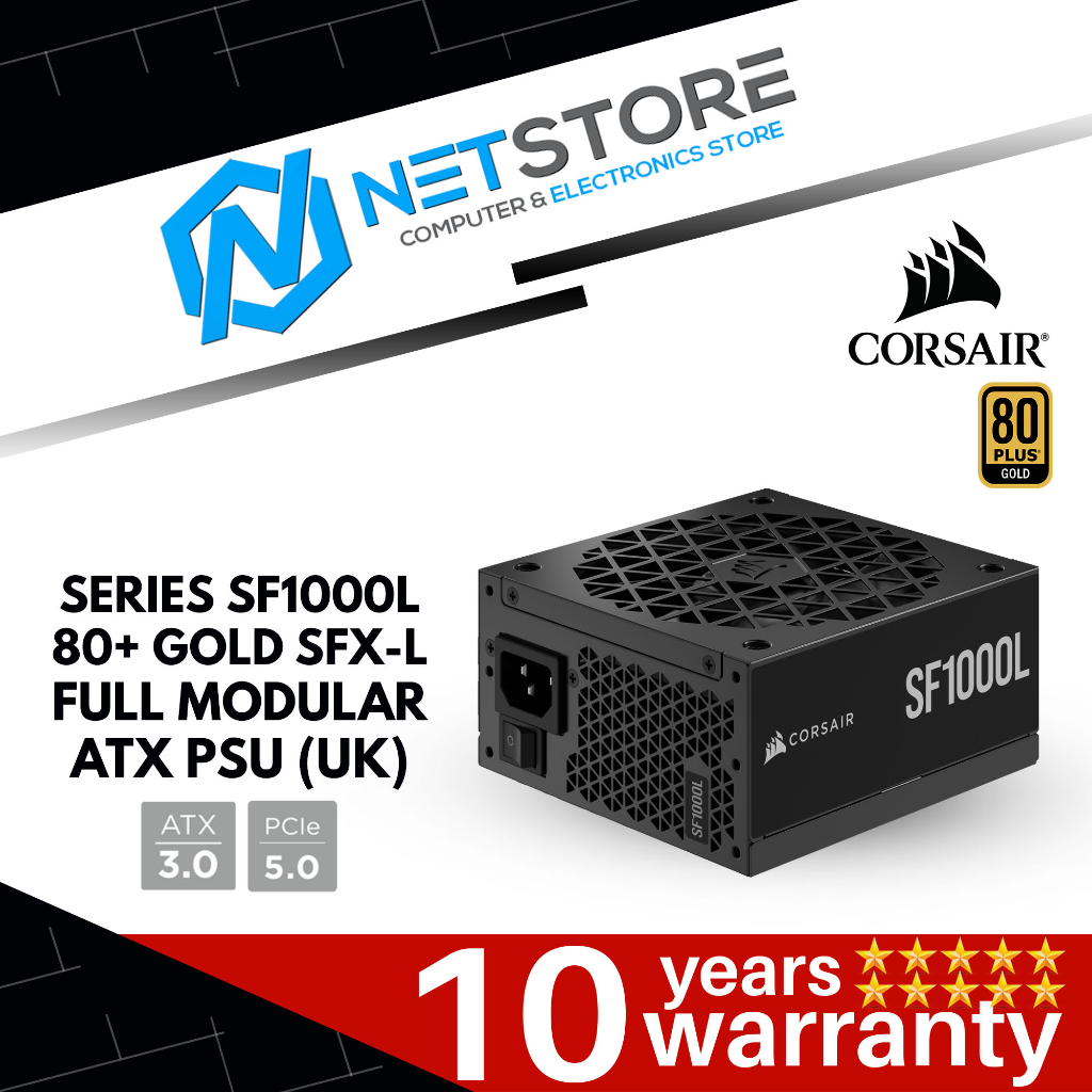 CORSAIR SERIES SF1000L 80+ GOLD SFX-L FULL MODULAR ATX PSU (UK) ATX3.0 ...