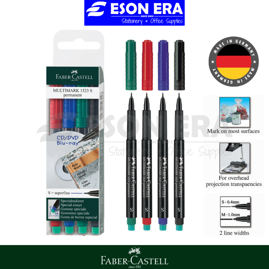 Faber-Castell Multimark S 1523/ M 1525 Multi Surface OHP Erasable ...