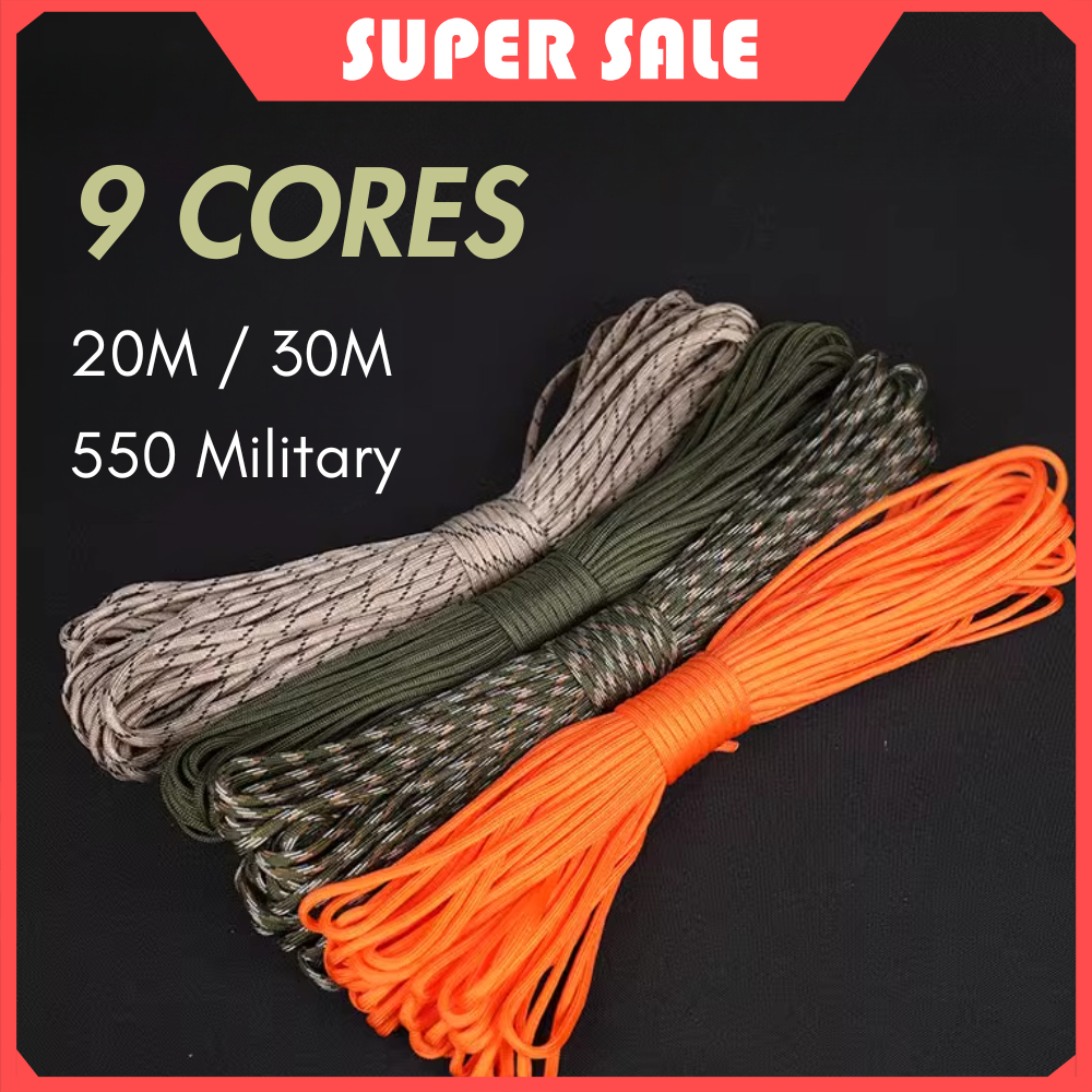 20M & 31M Paracord Rope 9 Cores 4mm 550 Military Standard Parachute ...