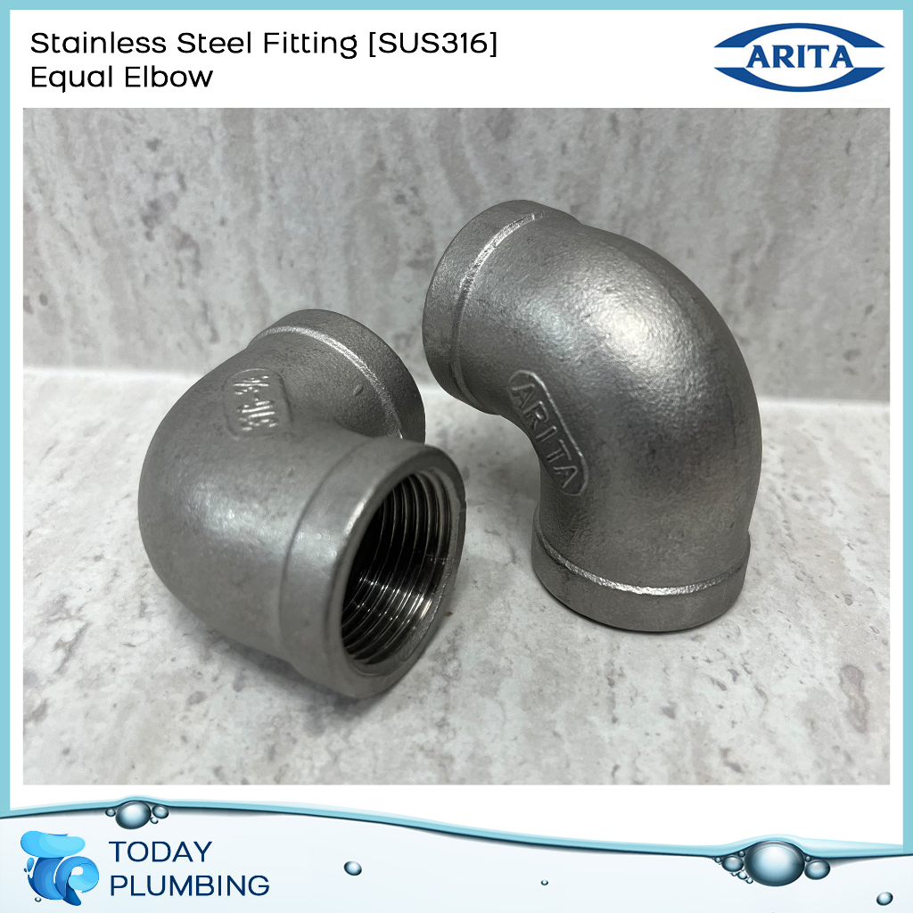 SUS 316 ARITA Stainless Steel Water Pipe Fitting Hexagon Nipple Elbow ...