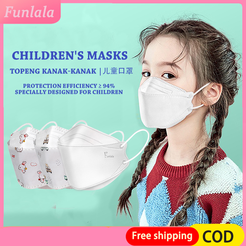 Funlala 100pcs KF94 Kids Face Mask Child Children Budak 4 Layers ...