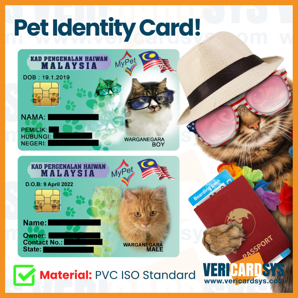Pet Identity Card/ Pet IC/ Pet ID/ Pet Photo Card/ Cat Photo Card/ Dog ...