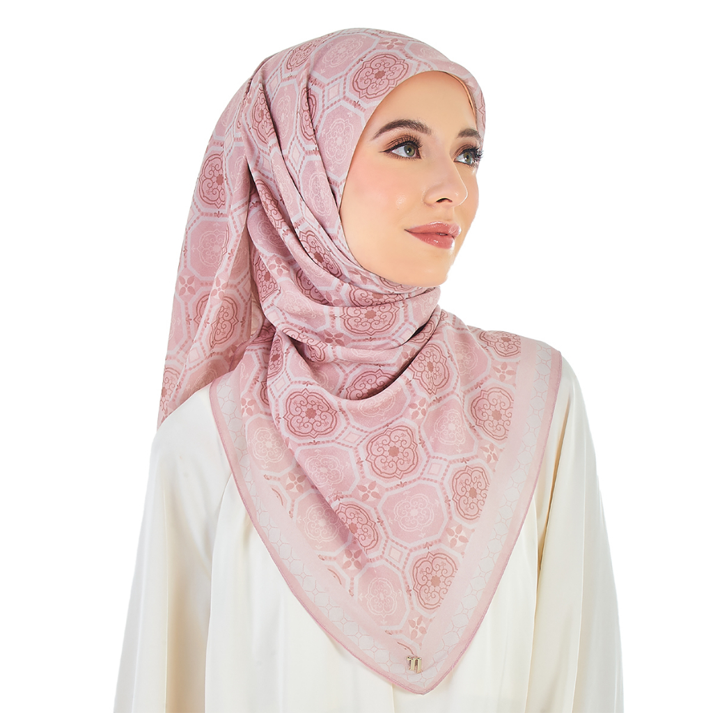 naelofar Echo Geometric Cotton Voile Square | Shopee Malaysia