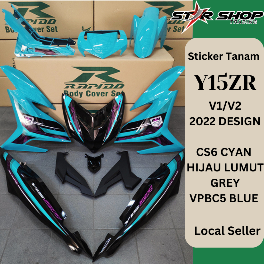 [LOCAL SELLER] COVERSET BODYSET Y15 Y15ZR YSUKU Y V1 V2 2022 DESIGN CS6 SOLID CYAN VPBC5 BLUE ...