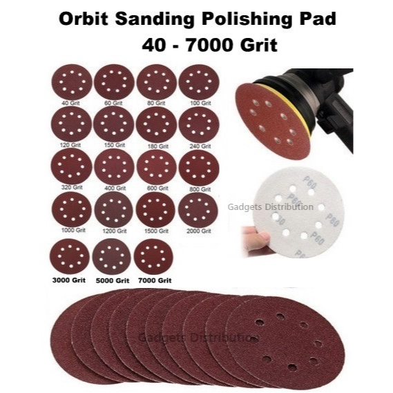 100pcs 5 inch 125mm 8holes Orbit Orbital Sand Sanding Velcro Disc Paper ...
