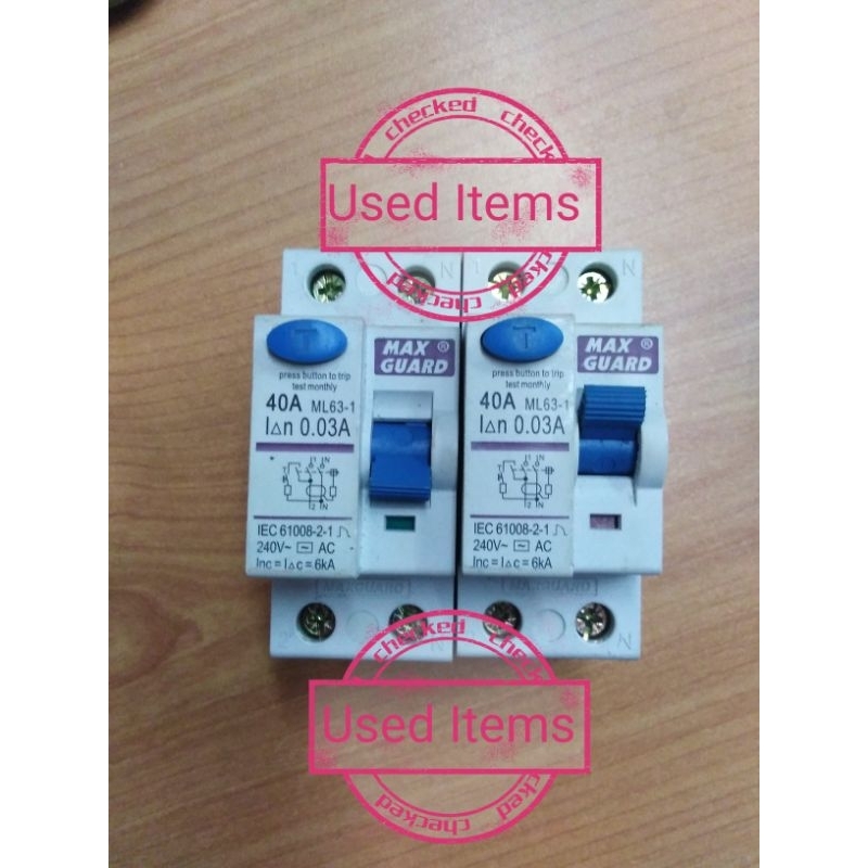MAX GUARD 40A 30mA Used RCCB/ELCB | Shopee Malaysia