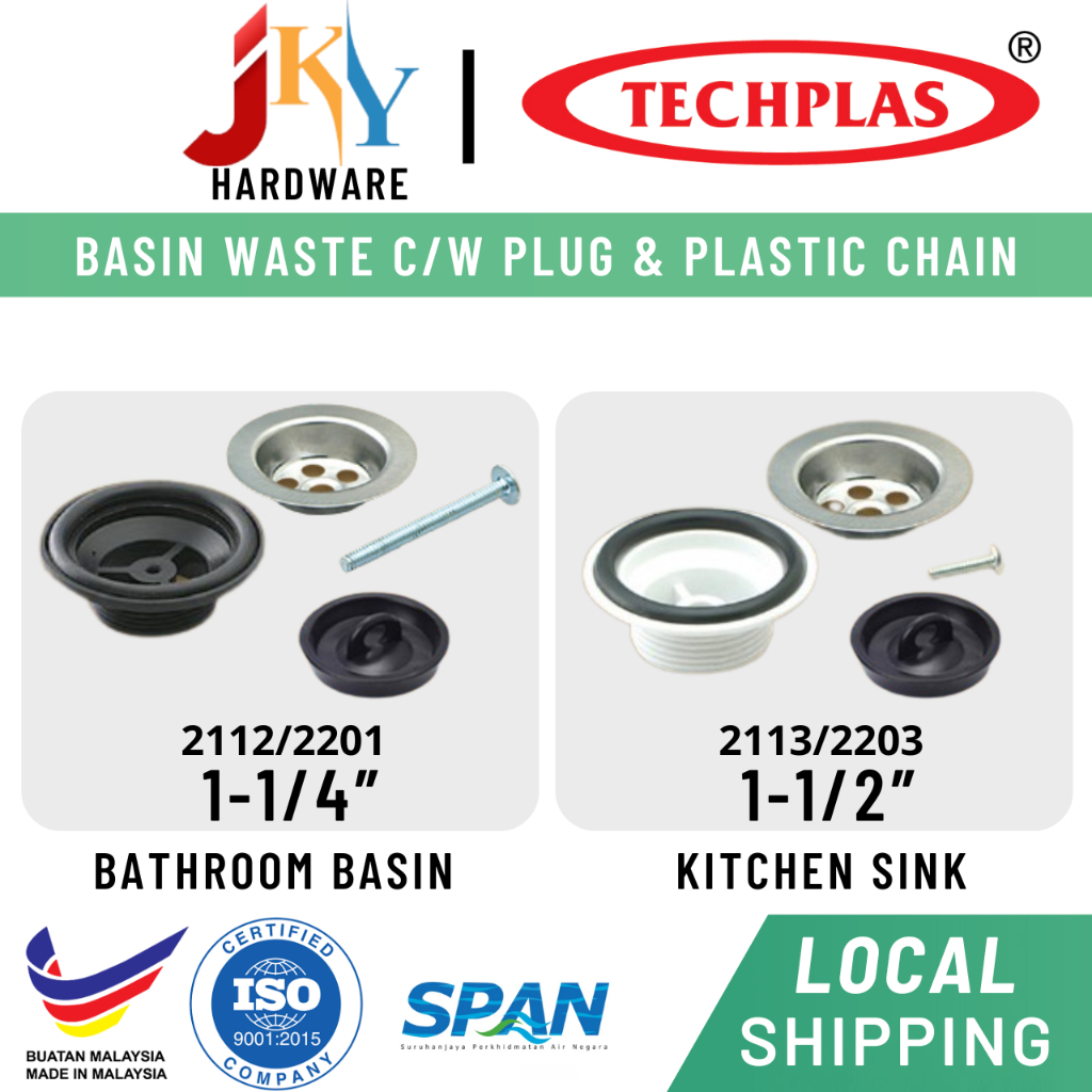 Techplas Stainless Steel 1-1/4″ (32MM) Basin Waste & 1-1/2″ (40MM ...