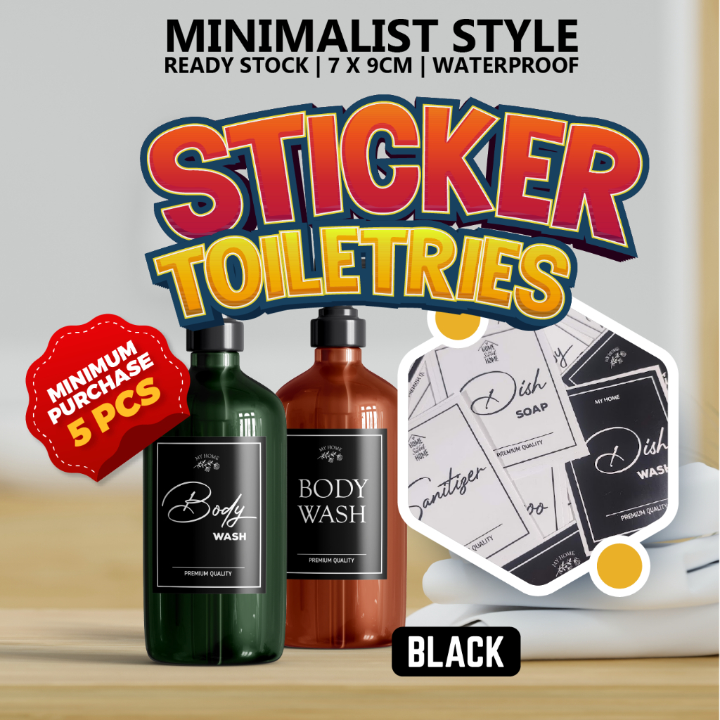 (MINIMUM 5 PCS PER ORDER) BLACK STICKER TOILETRIES | WATERPROOF ...