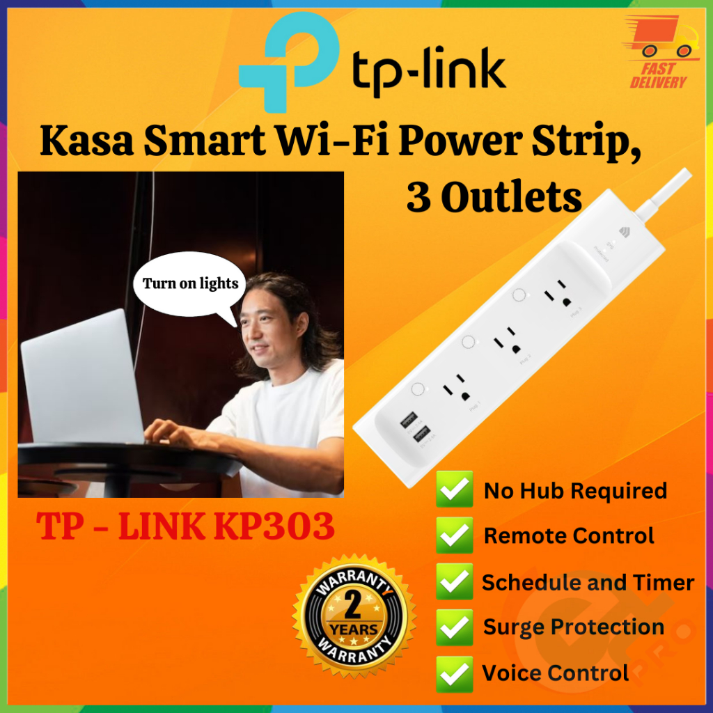 TP Link KP303 Kasa Smart Wi-Fi Power Strip, 3-Outlets | Shopee Malaysia