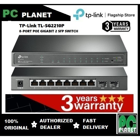 TP-LINK 8-PORT POE GIGABIT + 2 SFP SWITCH (T1500G-10PS)(TL-SG2210P ...