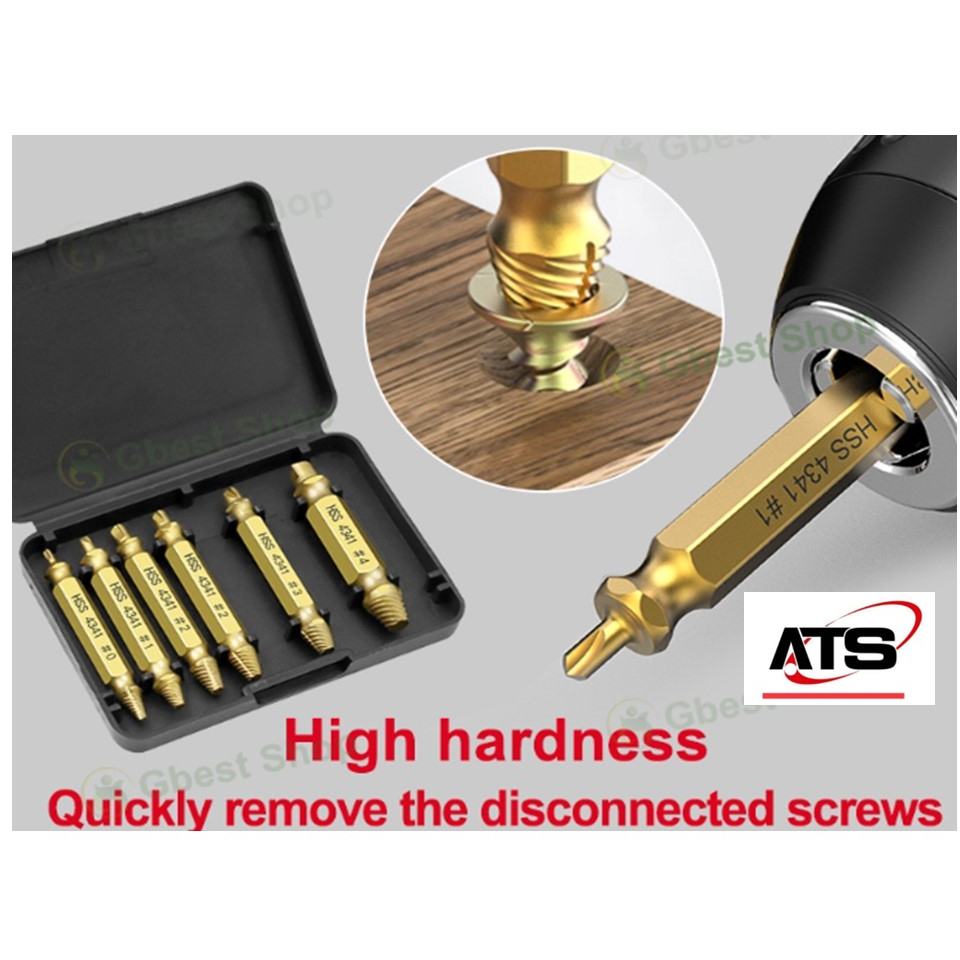 6pcs Material Damaged Screw Extractor Drill Bits Guide Set Broken Easy ...